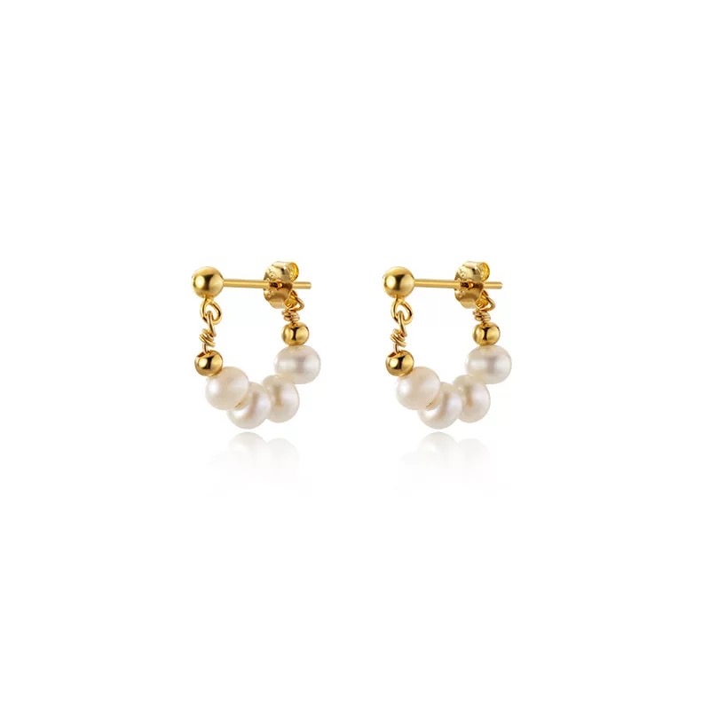Stacked Pearl Hoops - mé the label