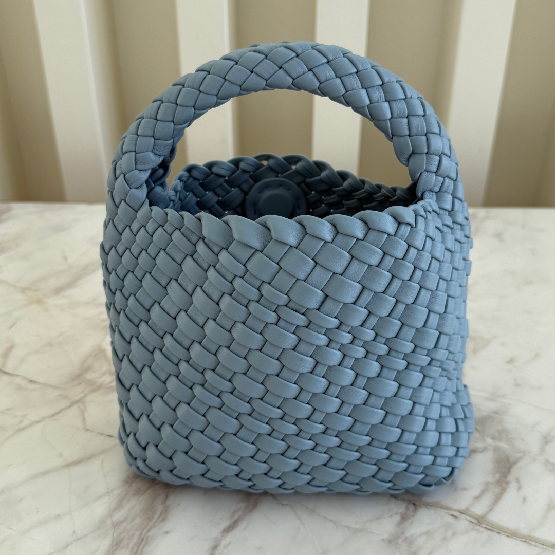 Carol Mini Woven Tote - Sky Blue | Statement Tote NZ